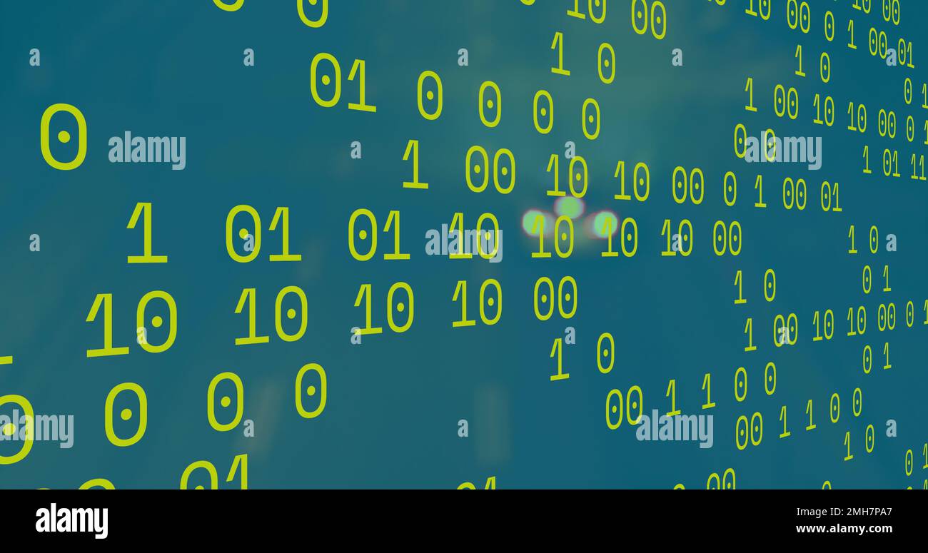Image of graphs and binary code on green background Stock Photo - Alamy