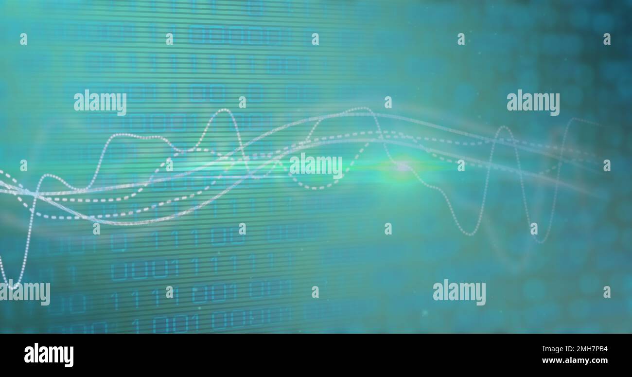 Image of graphs and binary code on green background Stock Photo - Alamy
