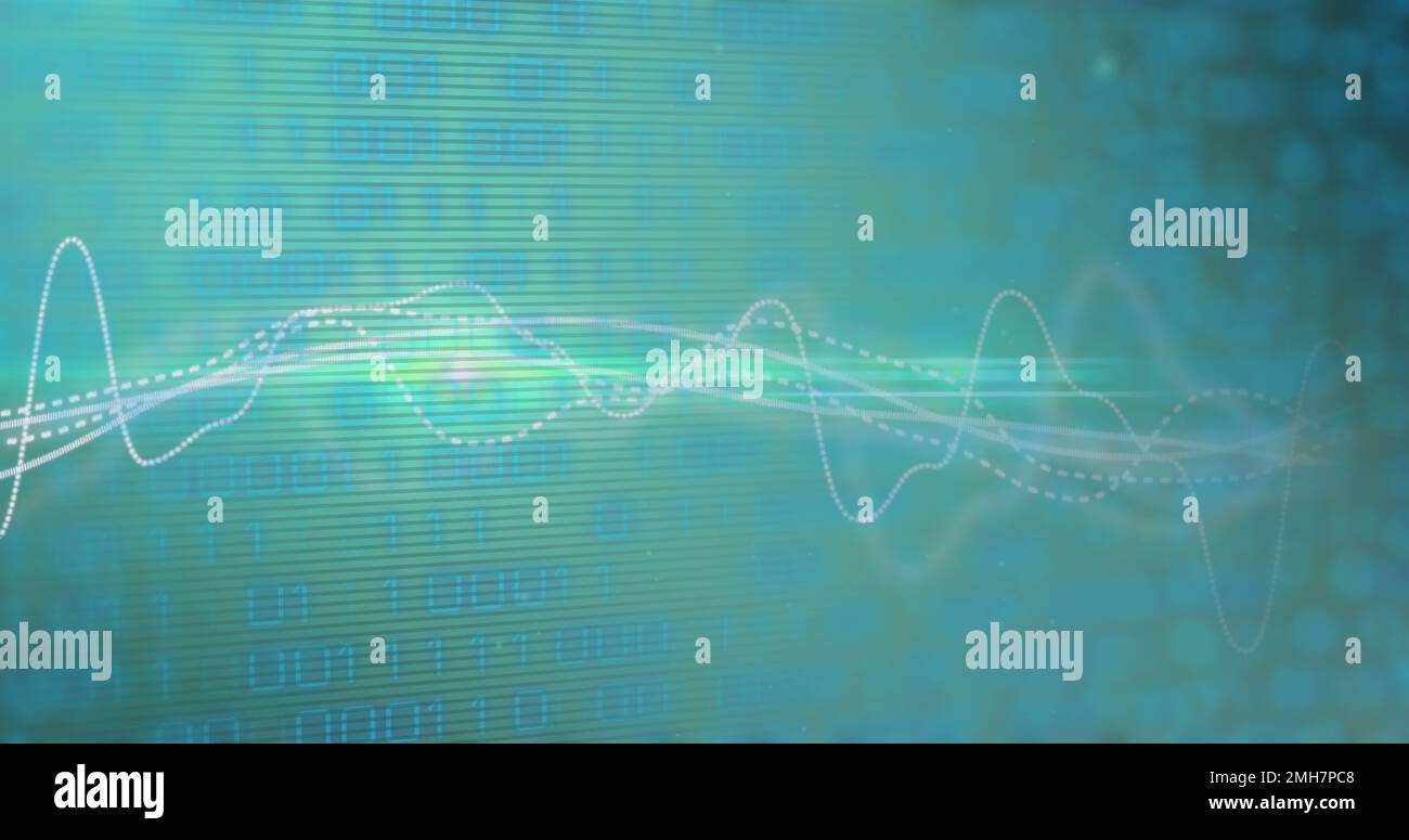Image of graphs and binary code on green background Stock Photo - Alamy