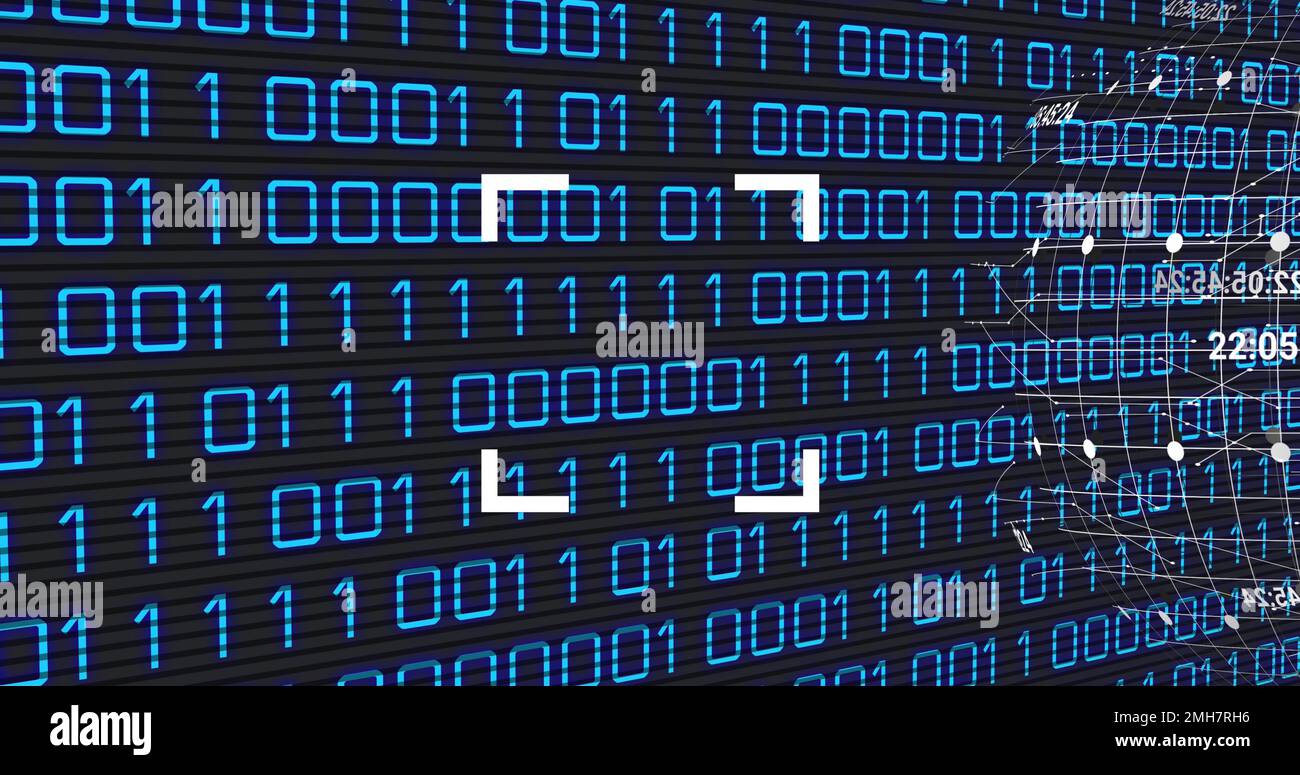 Image of globe and binary code on black background Stock Photo - Alamy