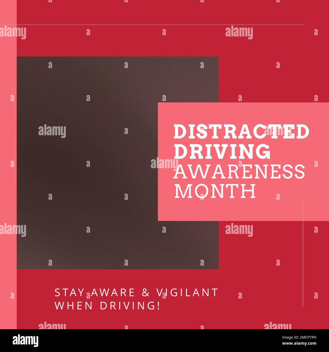 Composition of distracted driving awareness month text over red and ...