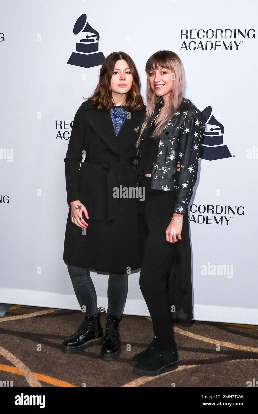 Rebecca Lovell, left, and Megan Lovell of Larkin Poe arrive at the 62nd ...
