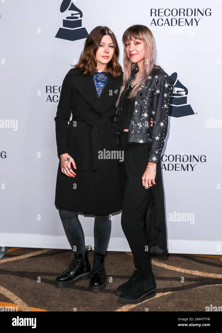 Rebecca Lovell, left, and Megan Lovell of Larkin Poe arrive at the 62nd ...