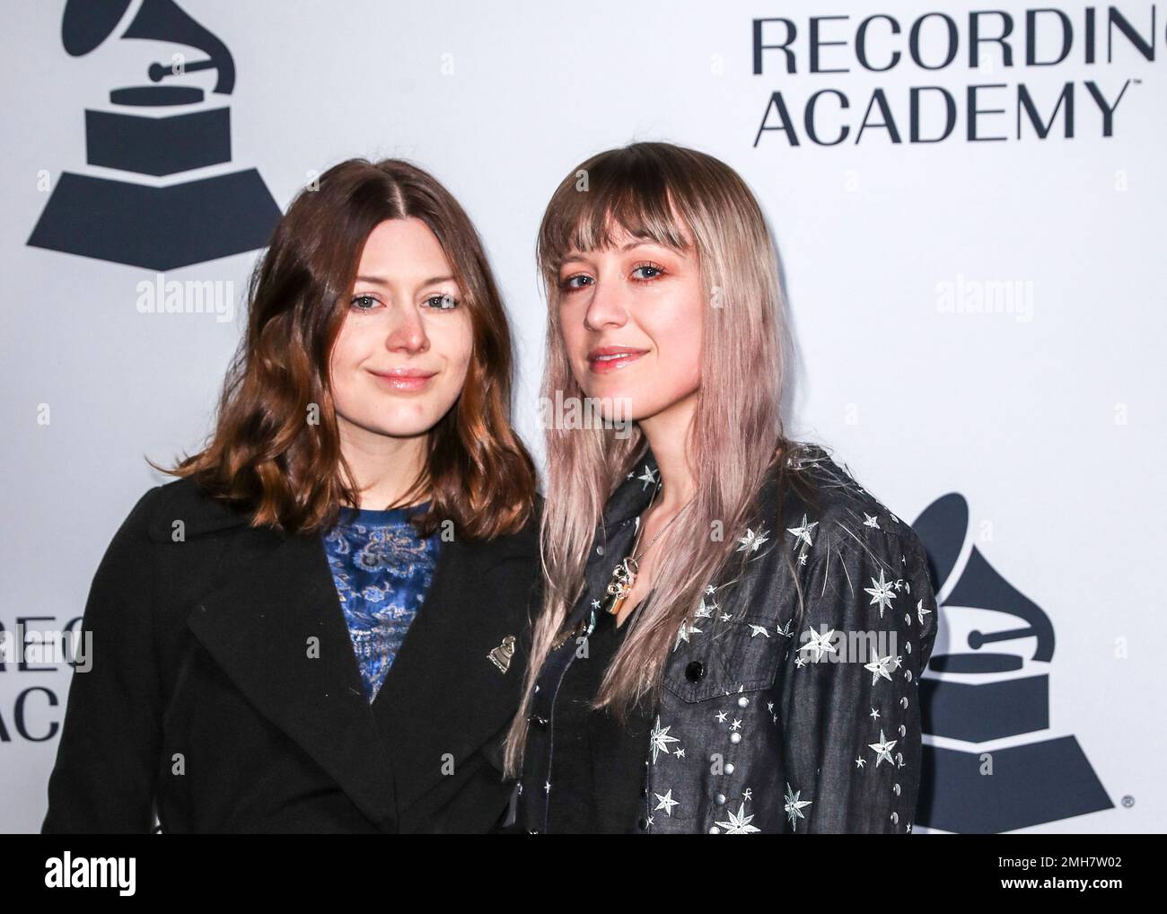 Rebecca Lovell, left, and Megan Lovell of Larkin Poe arrive at the 62nd ...