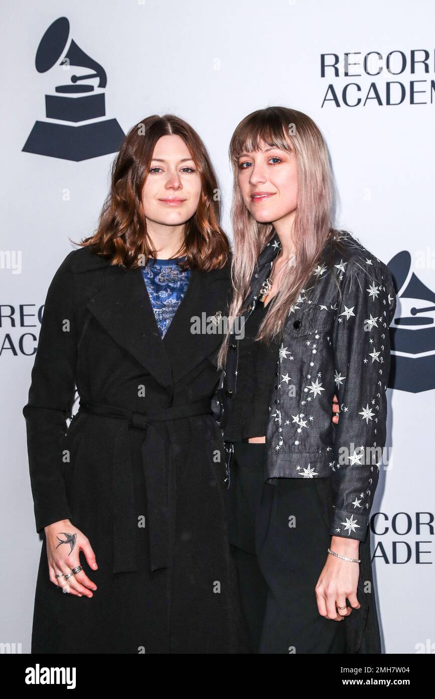 Rebecca Lovell, left, and Megan Lovell of Larkin Poe arrive at the 62nd ...