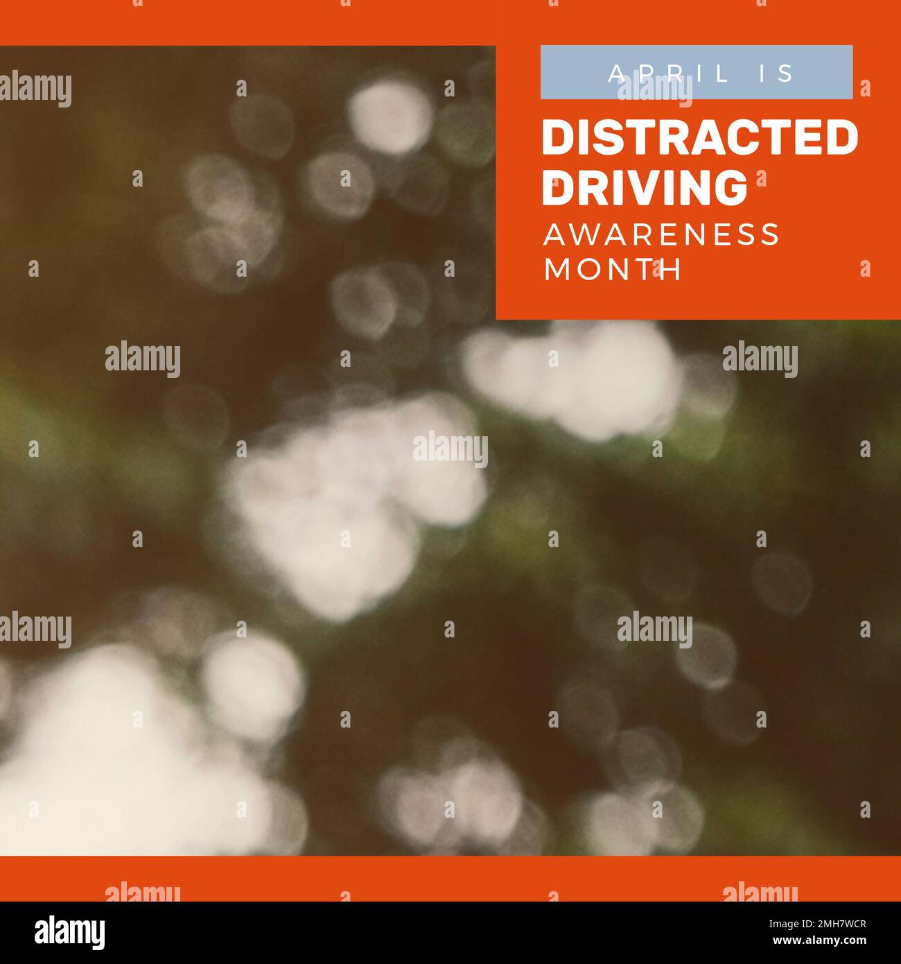 Composition of distracted driving awareness month text over blurred ...