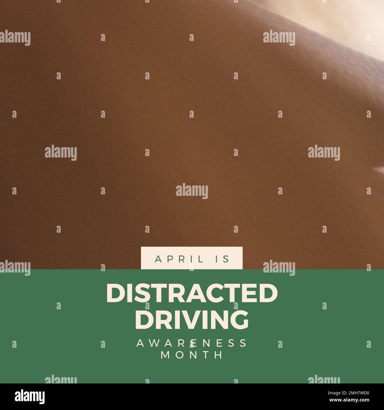 Composition of distracted driving awareness month text over blurred ...
