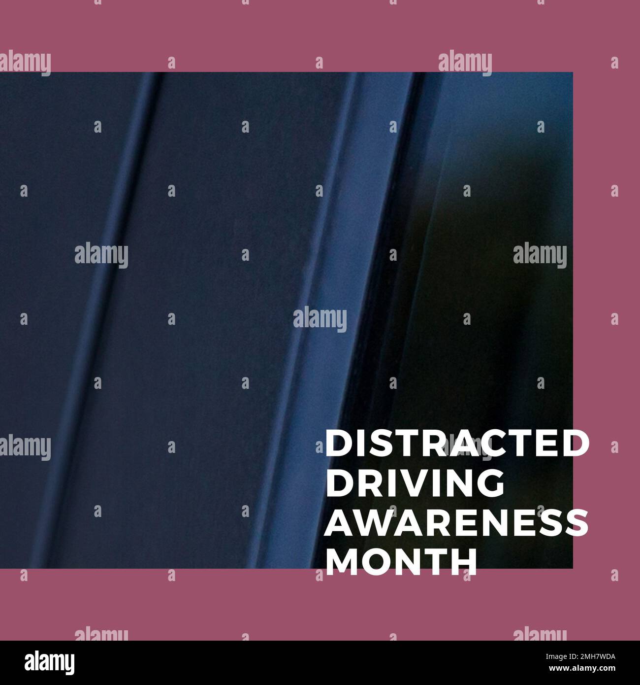 Composition of distracted driving awareness month text over dark ...