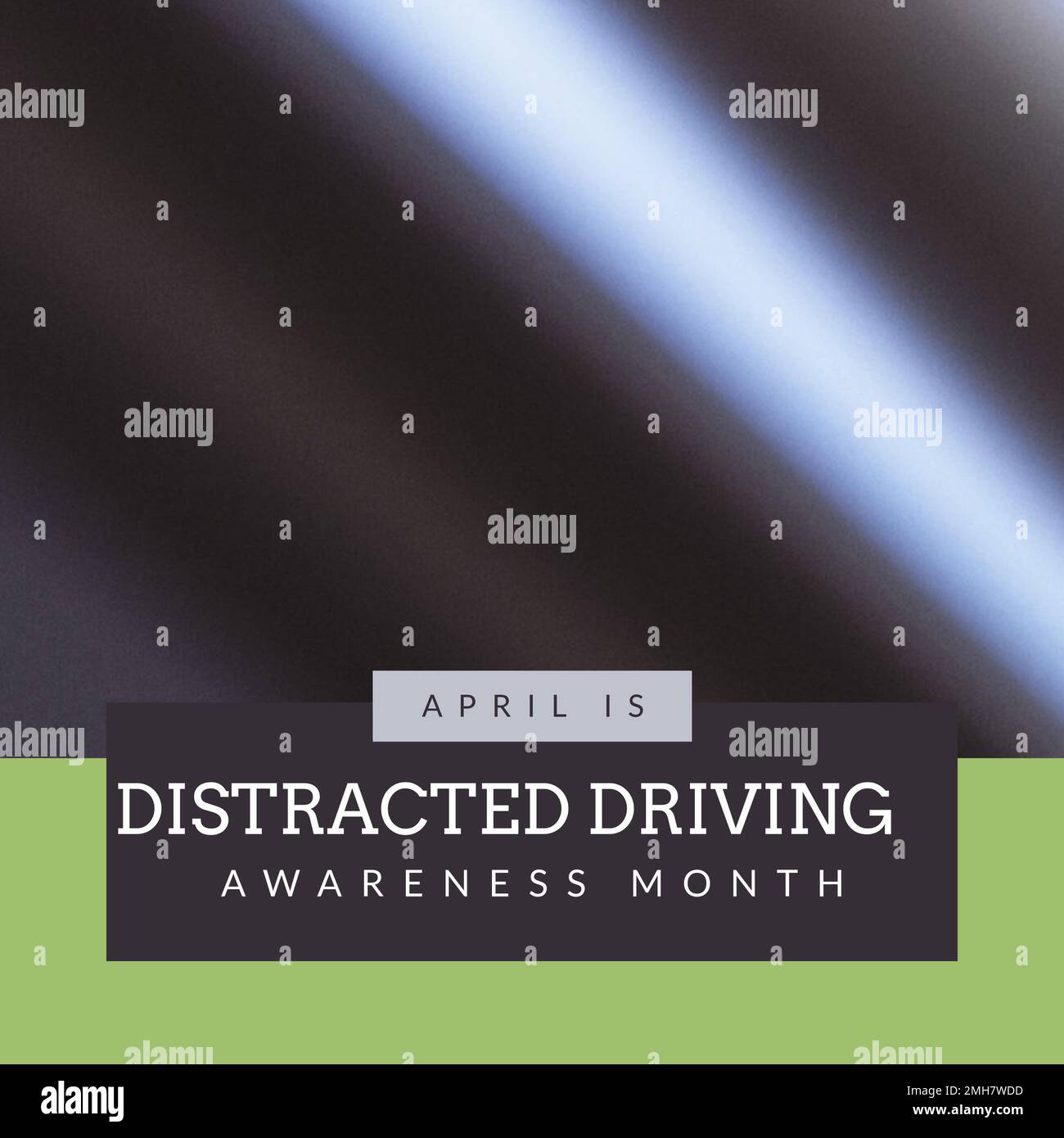 Composition of distracted driving awareness month text over blurred ...