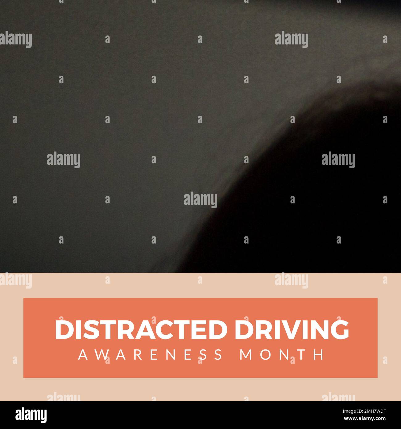 Composition of distracted driving awareness month text over blurred ...