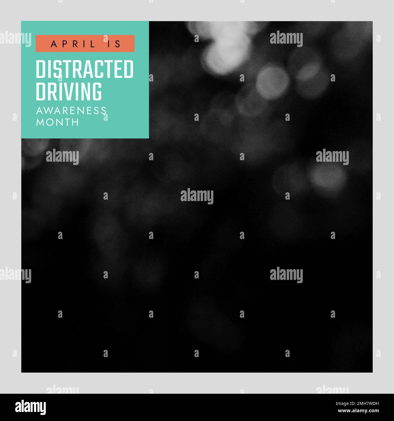 Composition of distracted driving awareness month text over blurred ...