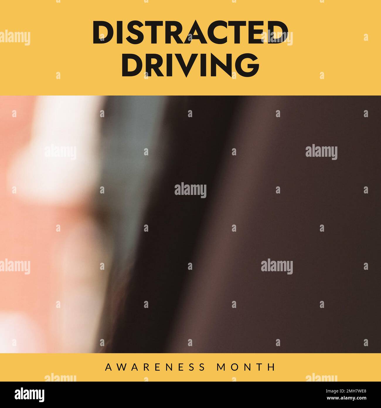Composition of distracted driving awareness month text over blurred ...