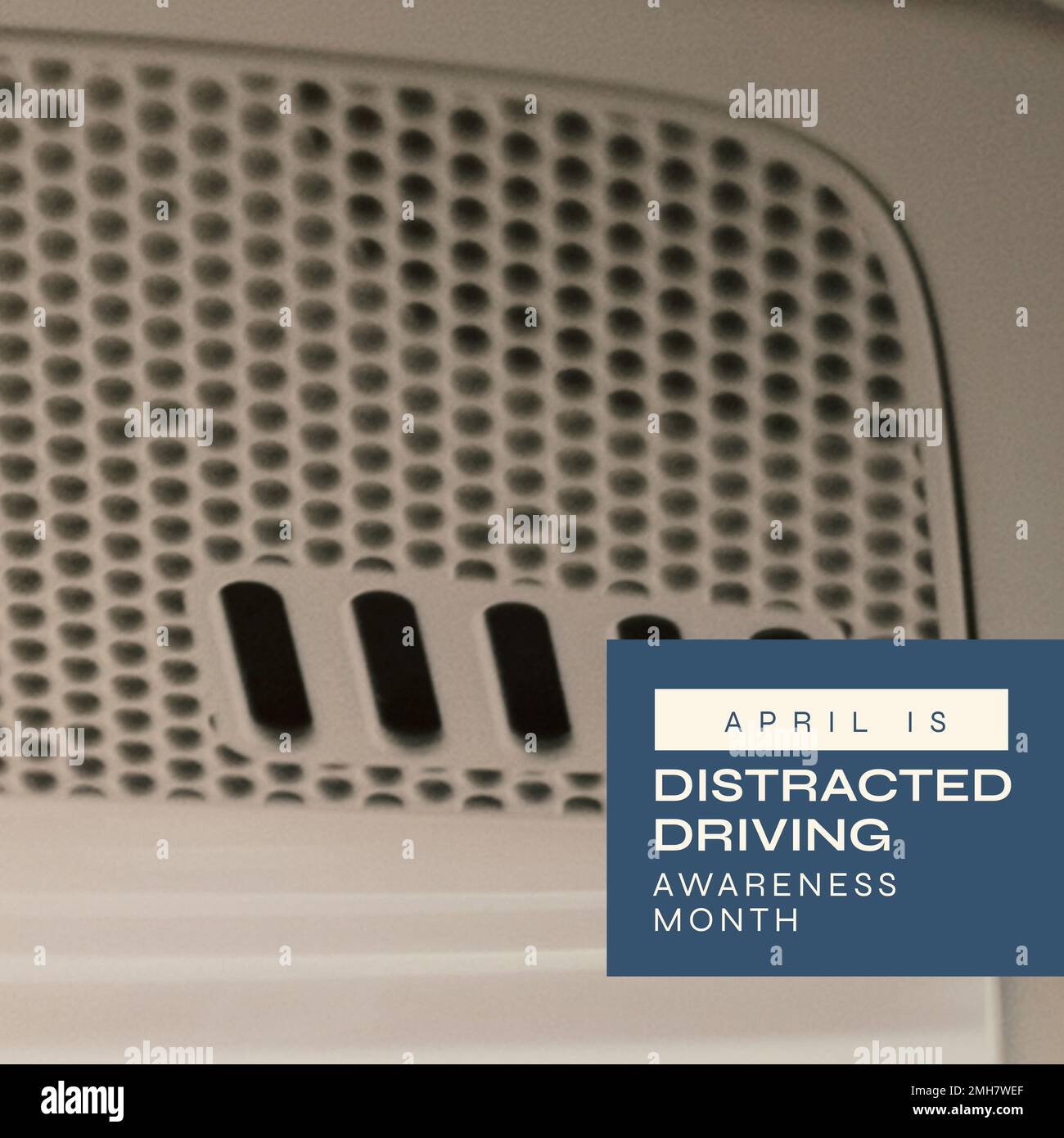 Composition of distracted driving awareness month text over car ...