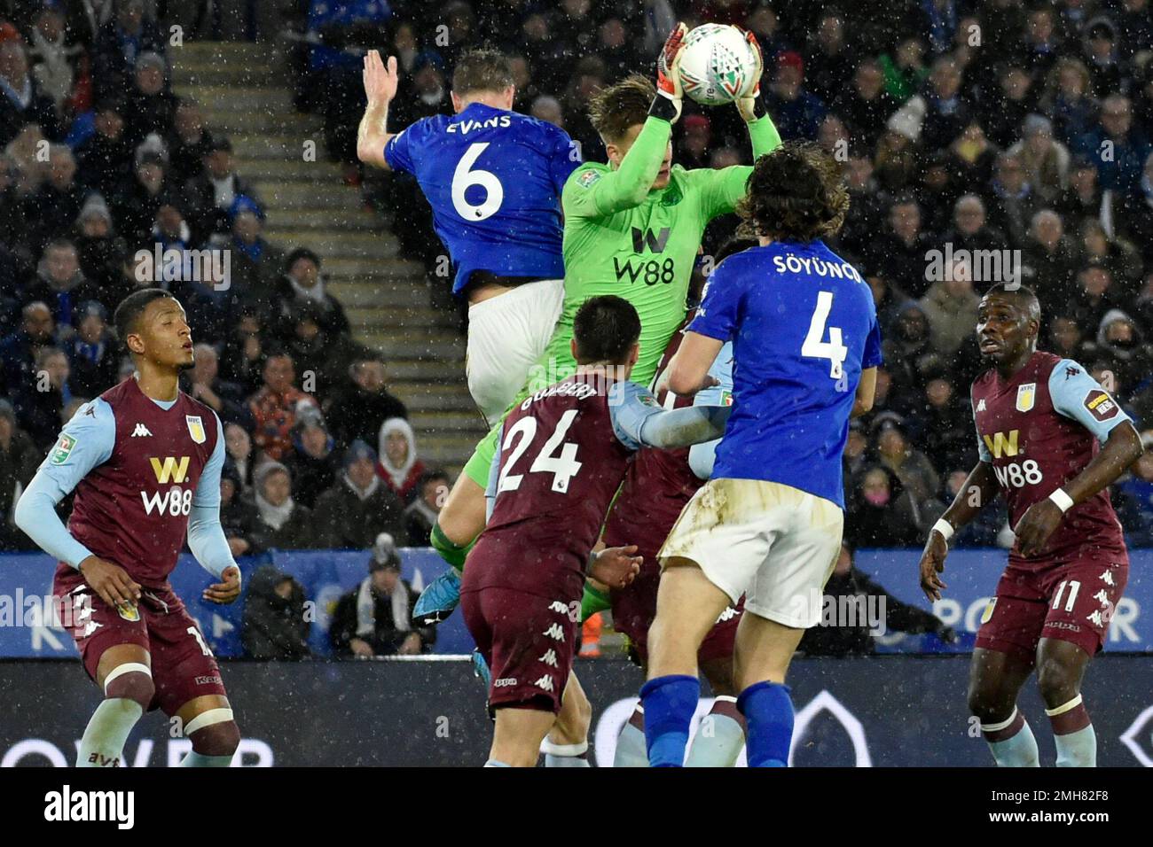 Aston Villa goalkeeper Oerjan Nyland makes a save during the English ...