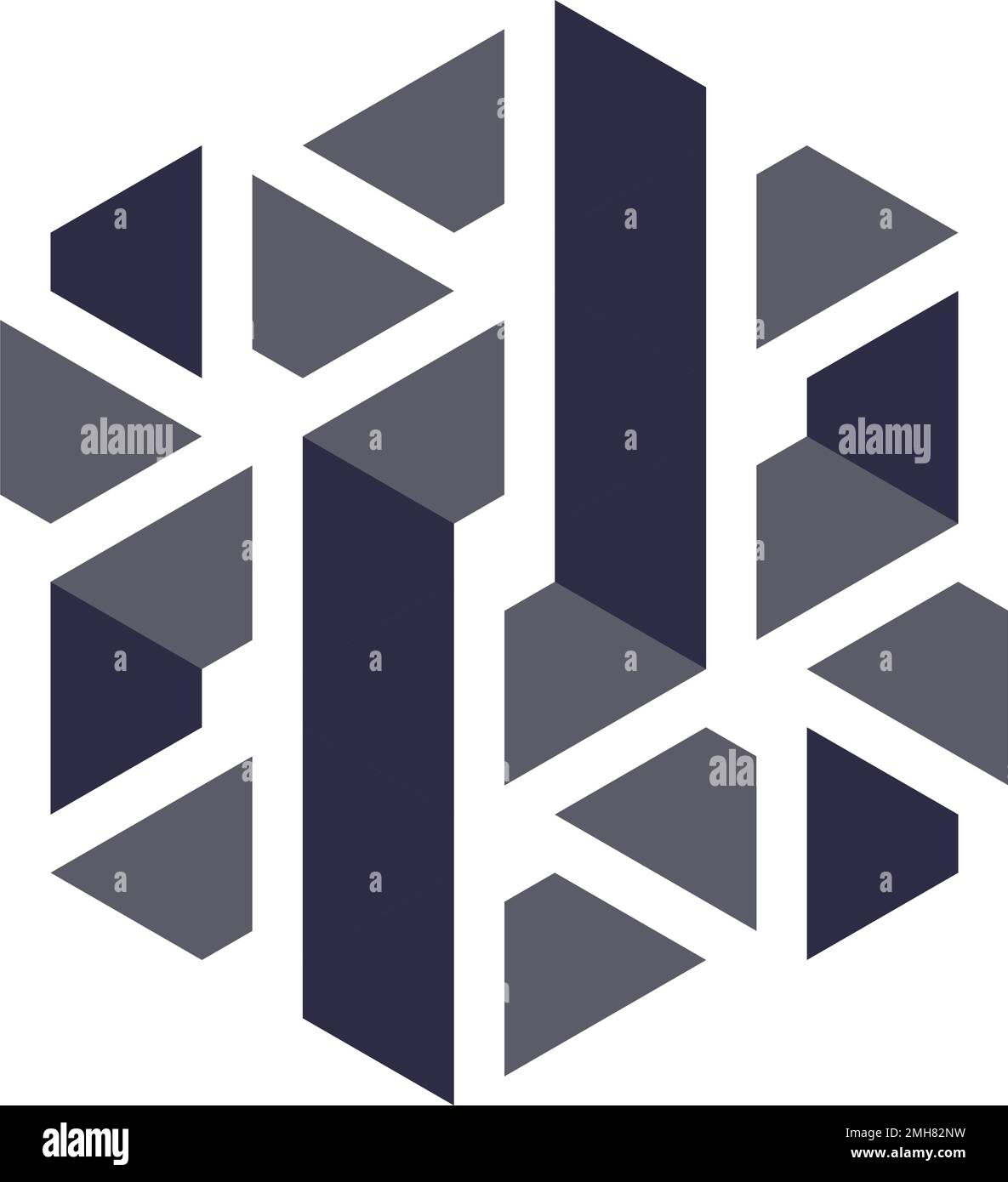 Hexagonal Triangles Logo illusion generative pattern illustration Stock ...