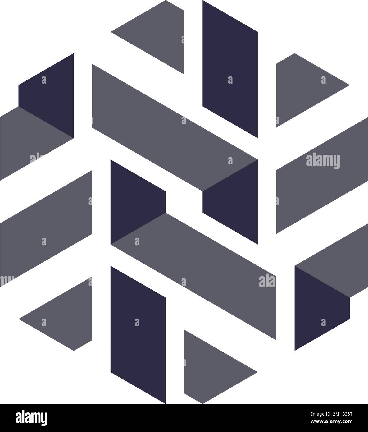 Hexagonal Triangles Logo illusion generative pattern illustration Stock ...