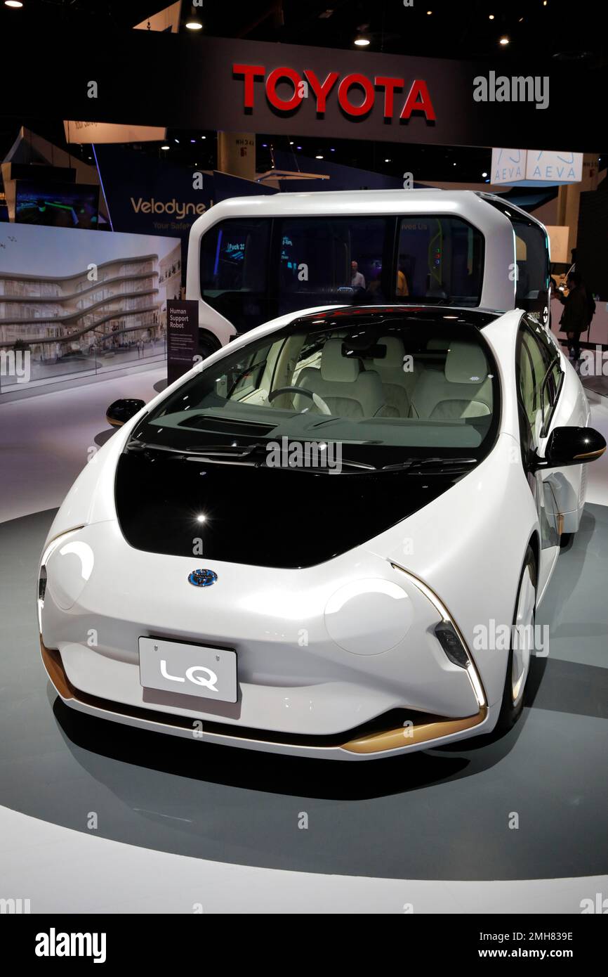 The Toyota LQ concept vehicle is on display in the Toyota booth at the ...