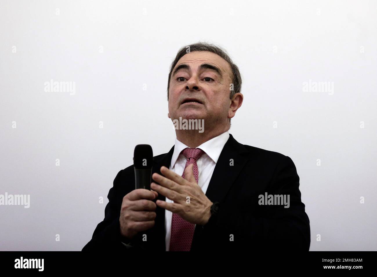 Nissan's former chairman Carlos Ghosn speaks at a press conference in ...