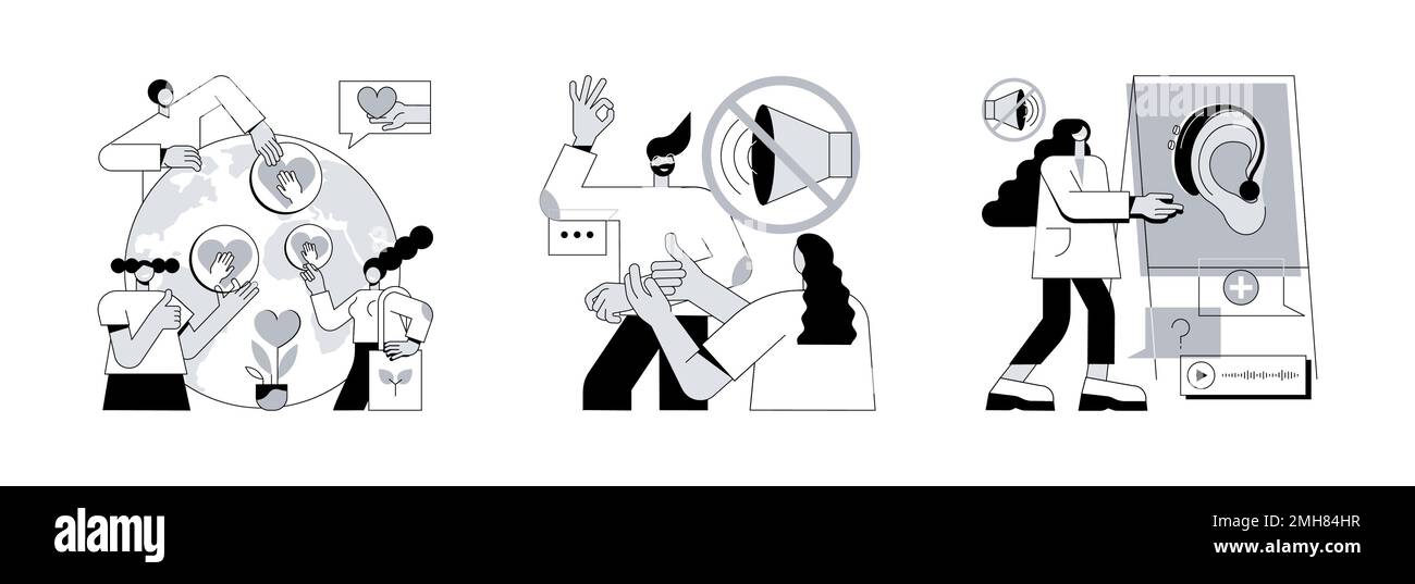 Social engagement abstract concept vector illustration set. Social ...