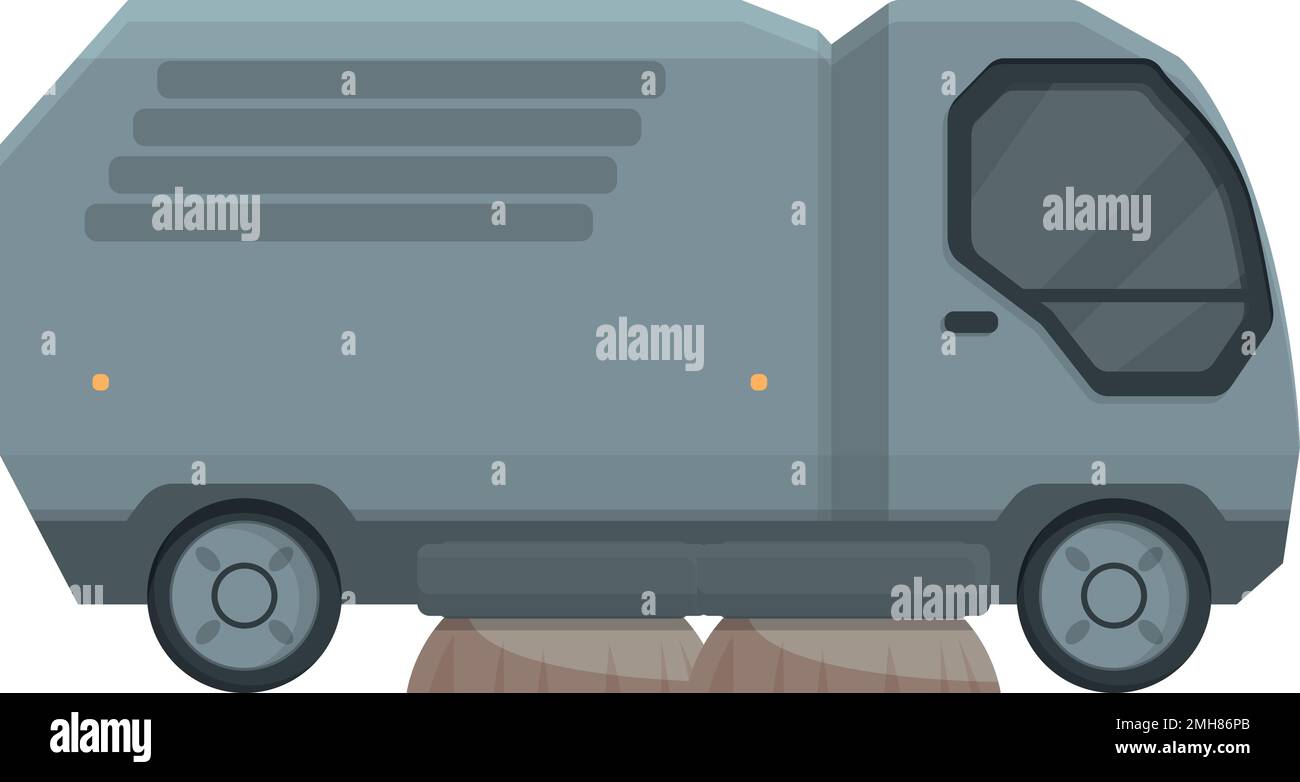Brush sweeper icon cartoon vector. Street truck. Clean broom Stock ...
