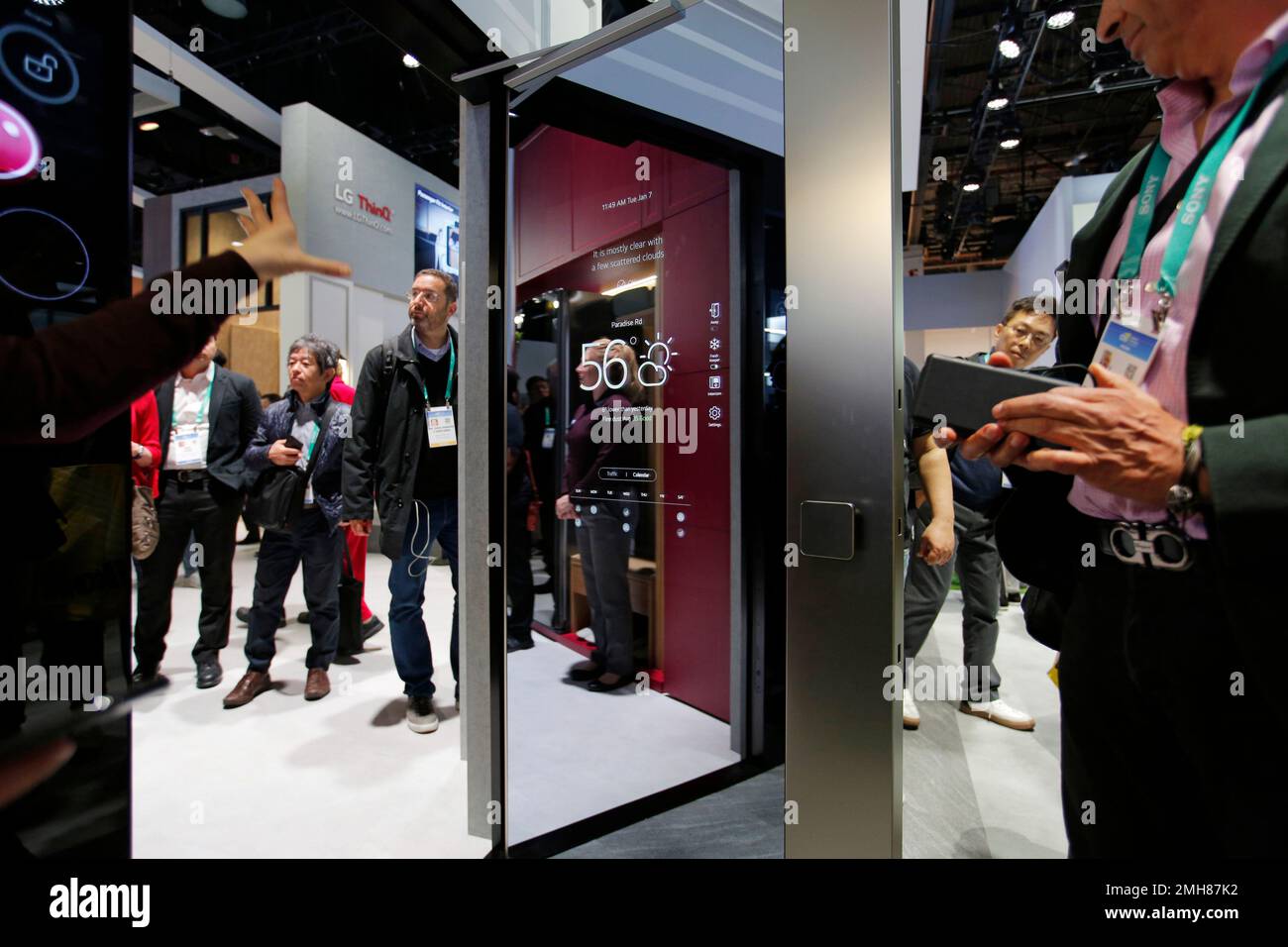 People look at the Smart Door & Fresh Keeper concept home door at the ...