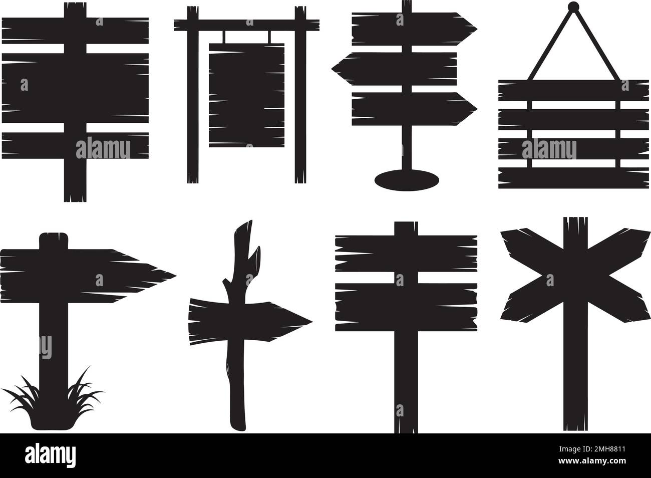 Collection of different wooden signposts isolated on white Stock Vector ...