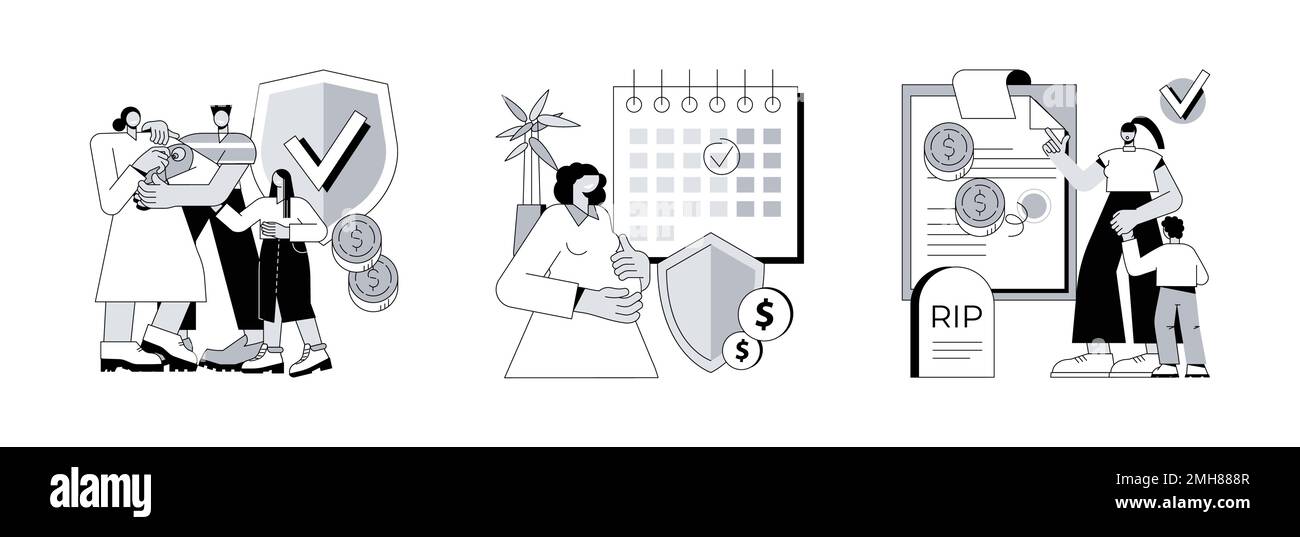 State allowance abstract concept vector illustration set. Social ...