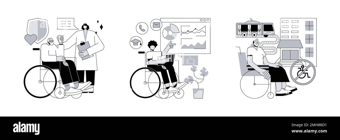 Help for disabled person abstract concept vector illustration set ...