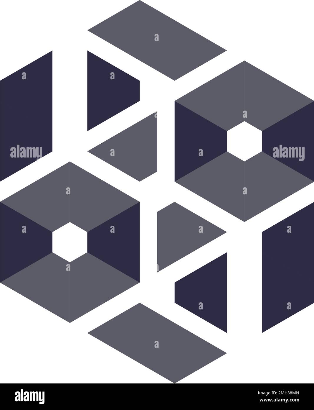 Hexagonal Triangles Logo illusion generative pattern illustration Stock ...