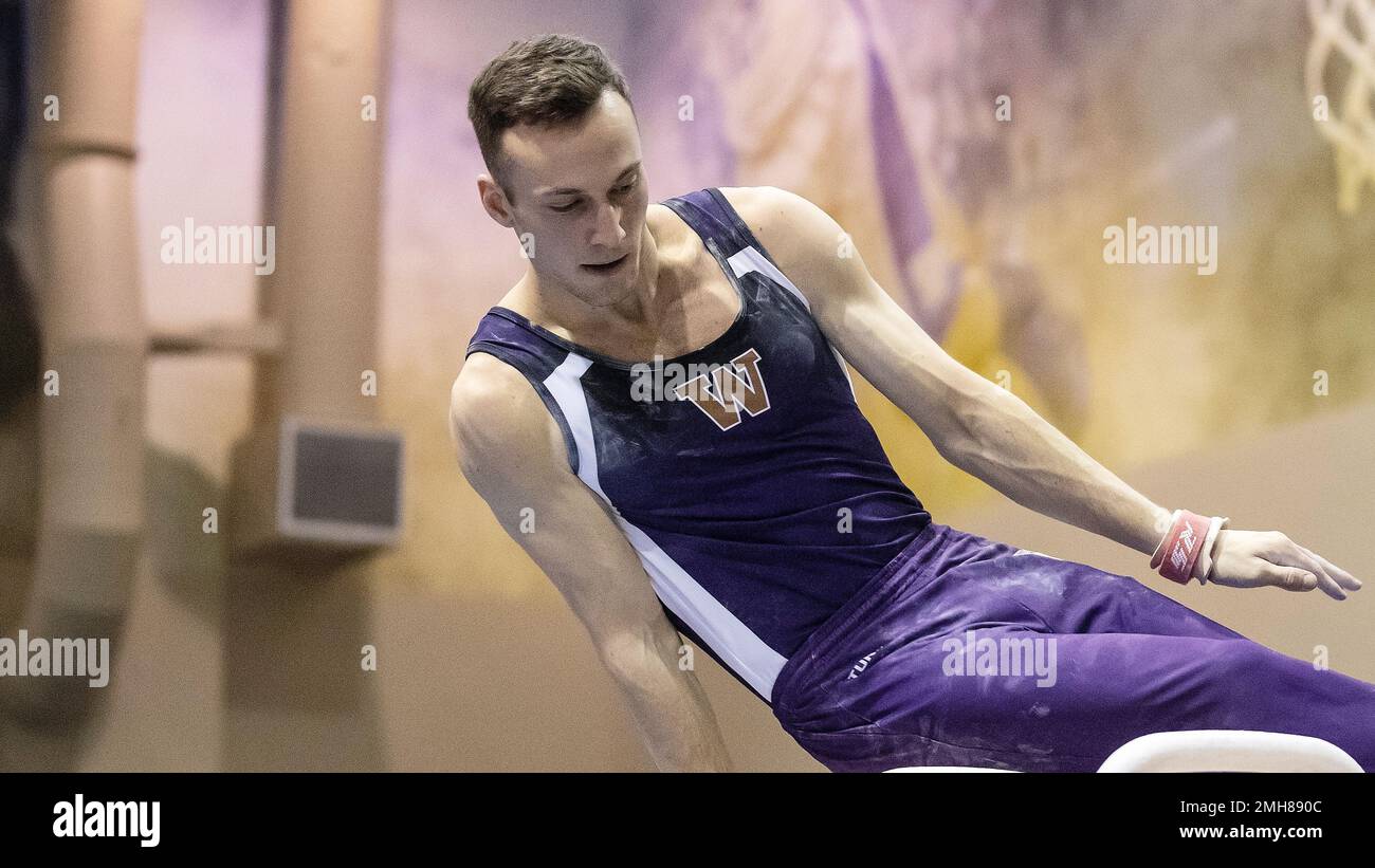 Washington's Jared Danek competes on the pommel horse during the ...