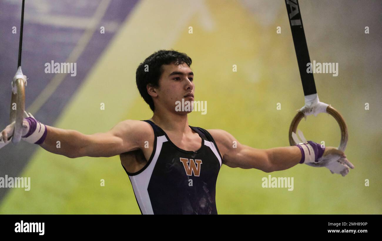 Washington's xxxxx competes on the rings during the Washington Open on ...