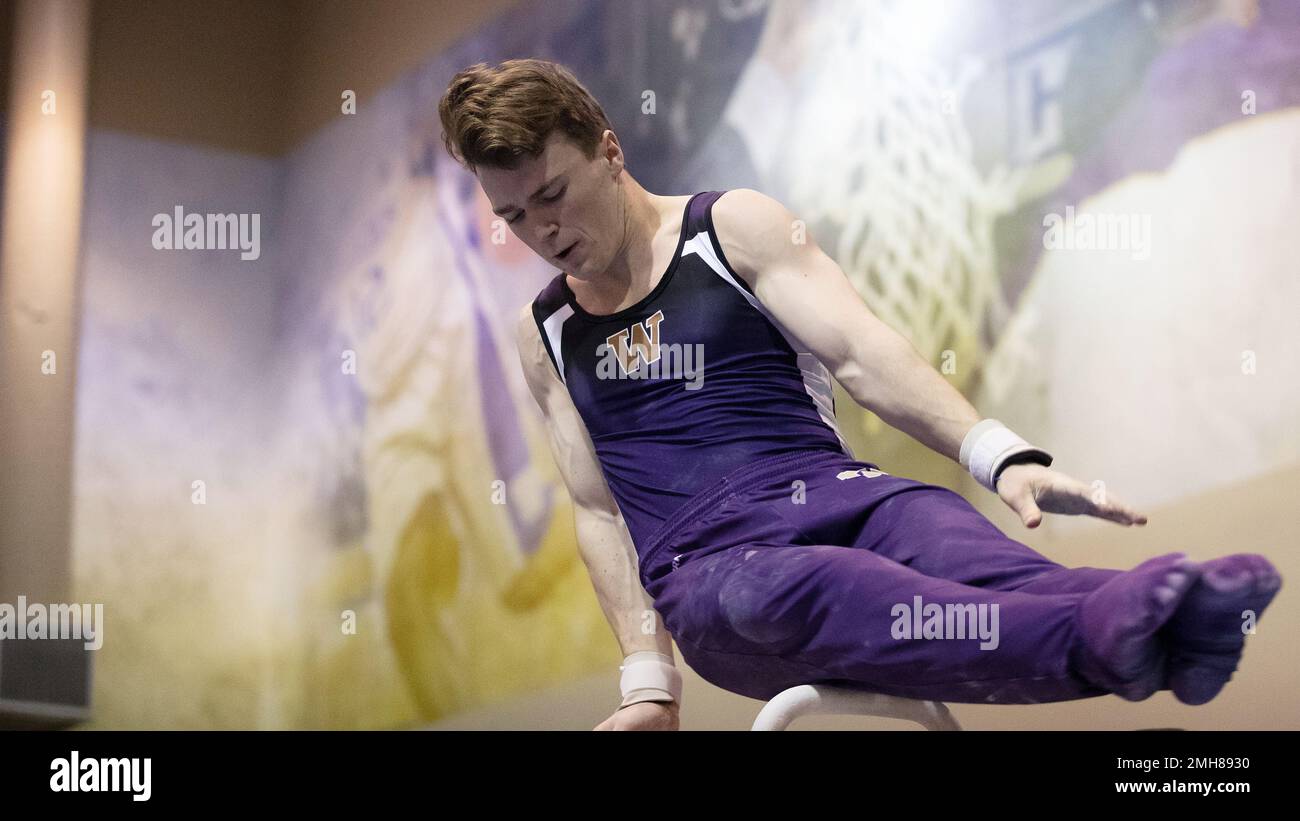 Washington's Oscar Hemmert competes on the pommel horse during the ...