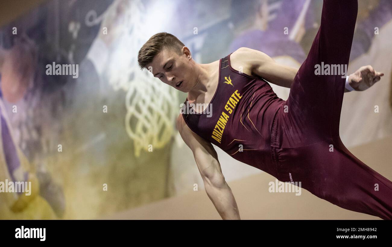 Arizona State's Kirk Malm competes on pommel horse during the ...