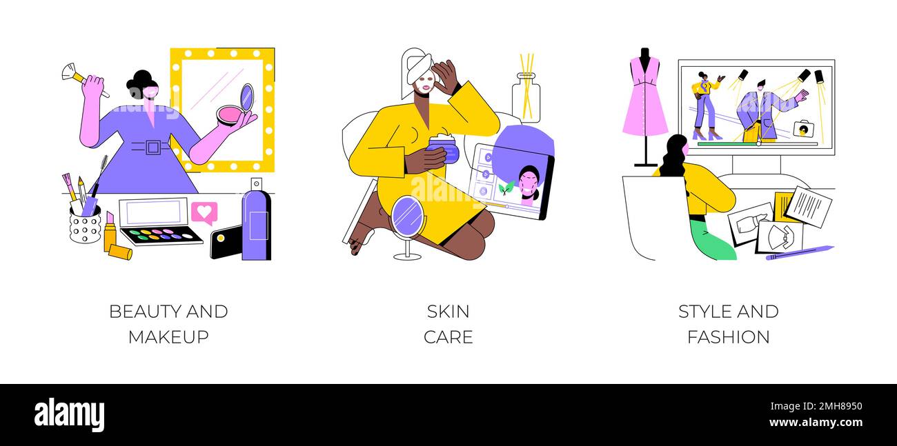 Beauty workshops isolated cartoon vector illustrations set. Beauty and ...