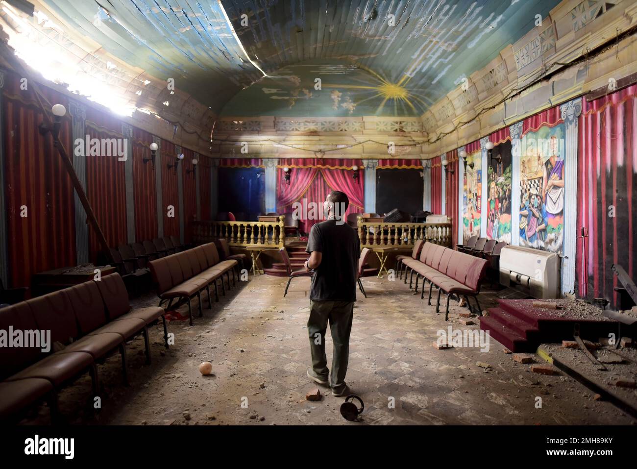 Amir Seneriz, president of the Logia Aurora Organization, inspects ...