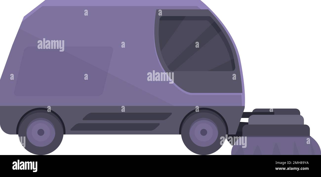 Sweeper broom icon cartoon vector. Road truck. Cleaner machine Stock ...