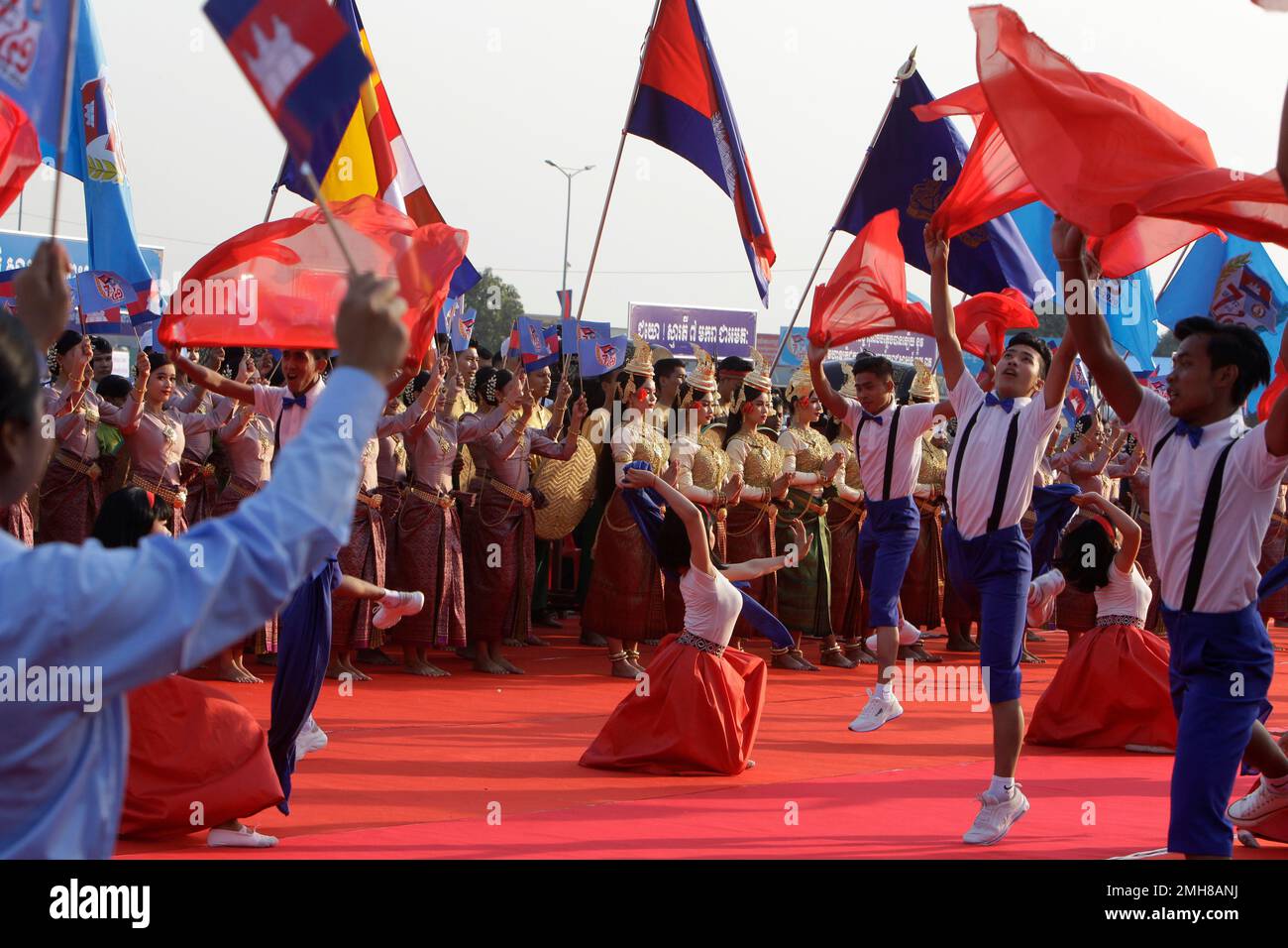 Cambodian dancers perform during the country's 41st anniversary of the ...