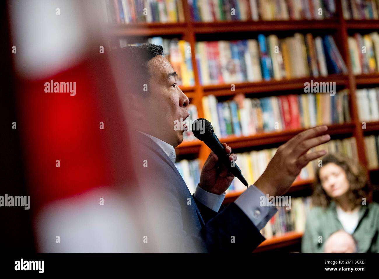 Democratic presidential candidate Andrew Yang speaks at a campaign ...