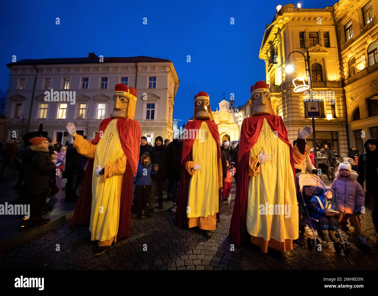 Lithuanians dressed as the Three Kings parade during the Epiphany Day ...