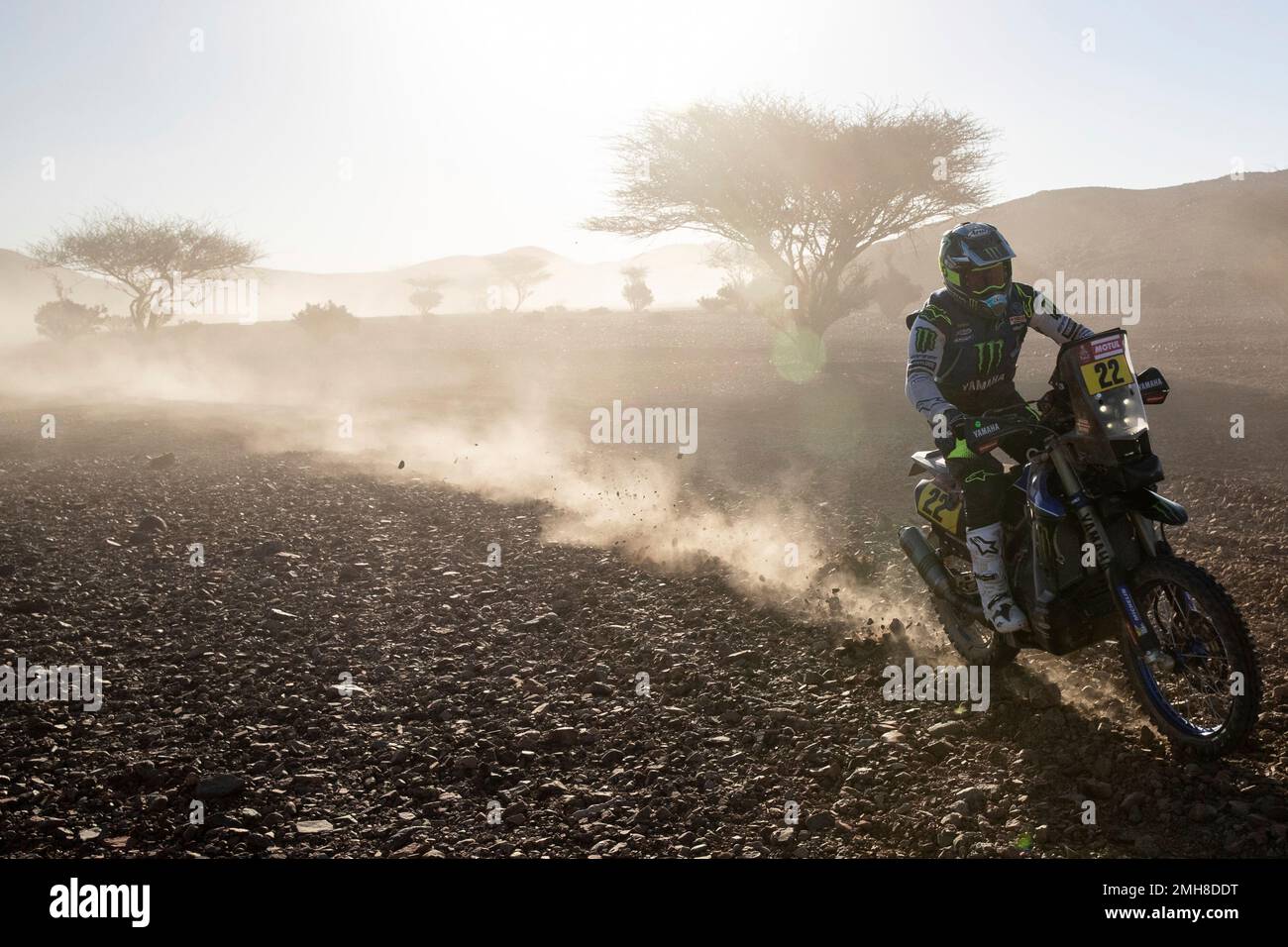 Franco Caimi of Argentina rides his Yamaha motorbike during stage two ...