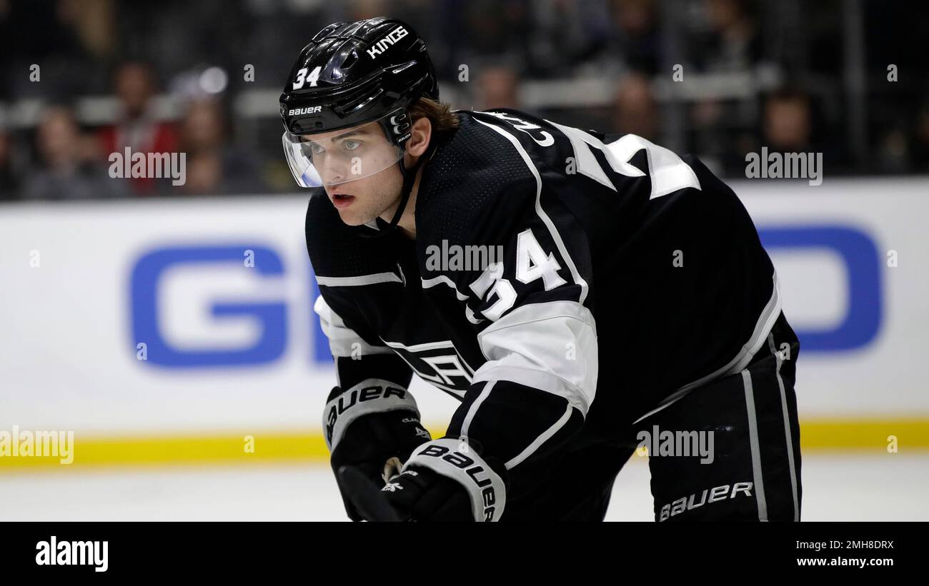Los Angeles Kings' Kale Clague (34) during an NHL hockey game against ...