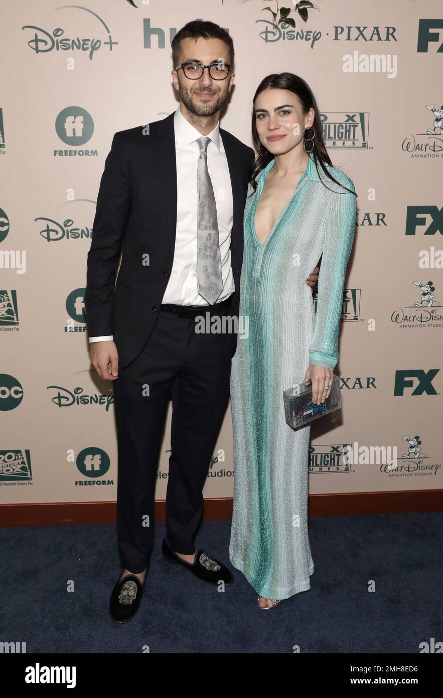 Nick Antosca, left, and Alexandra Pechman arrive at the FX and Disney ...