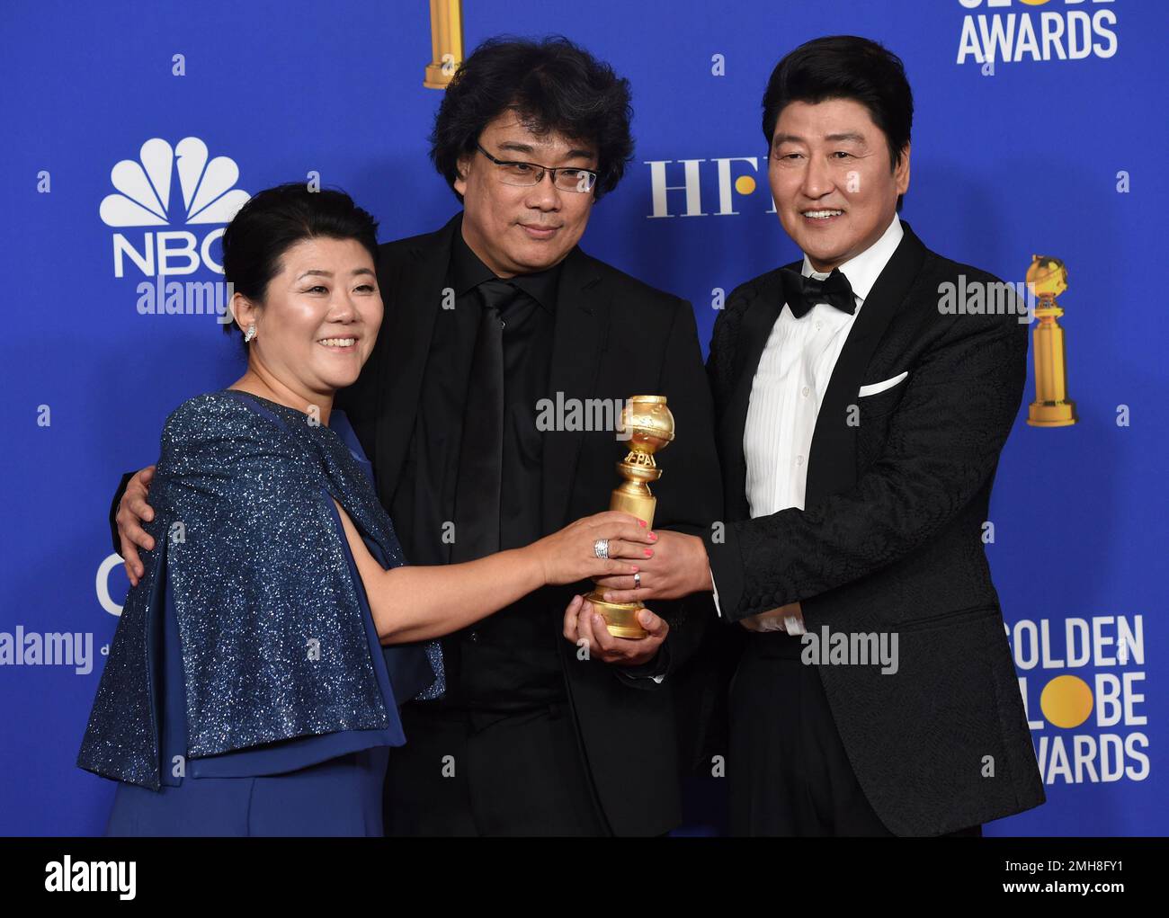 Lee Jeong-eun, from left, director Bong Joon-ho and Kang-Ho Song, from the cast and crew of ...