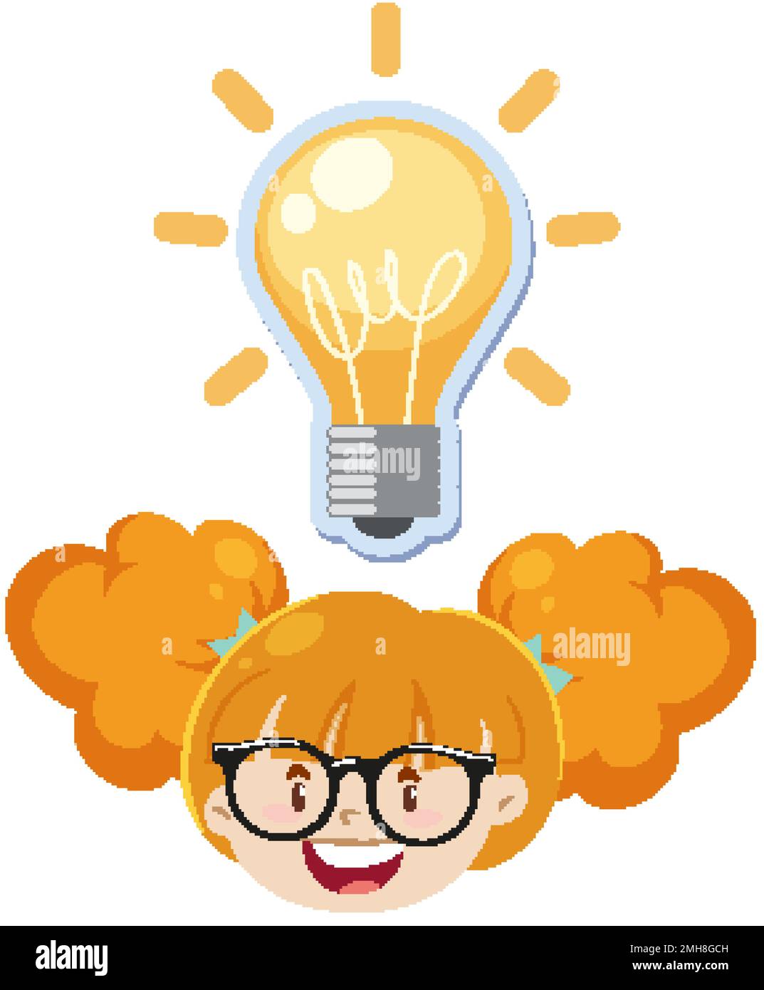 A girl with light bulb on white background illustration Stock Vector ...