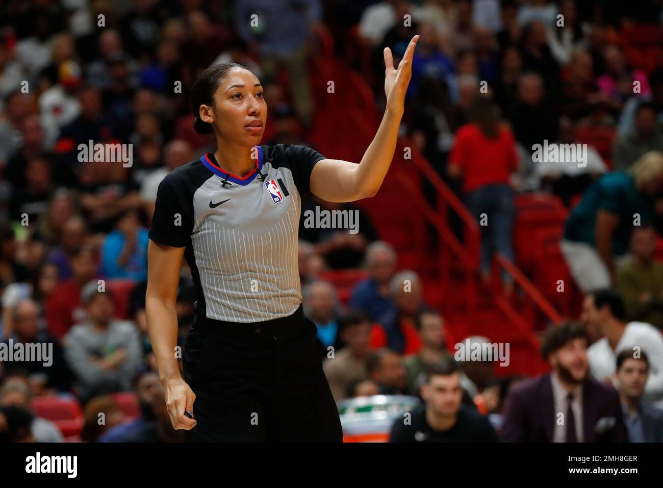 Referee Simone Jelks is shown during the second half of an NBA ...