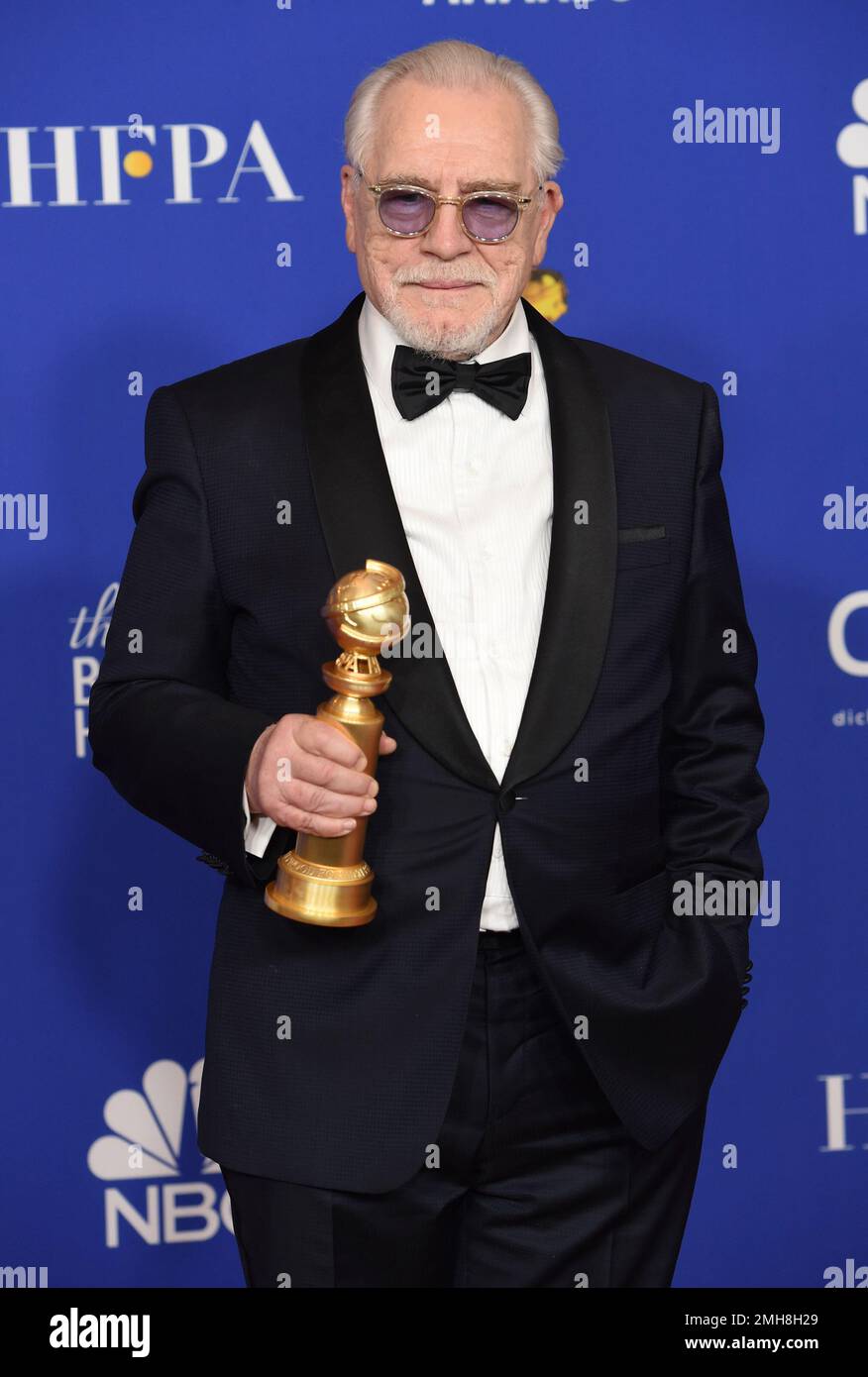 Brian Cox poses in the press room with the award for best performance ...