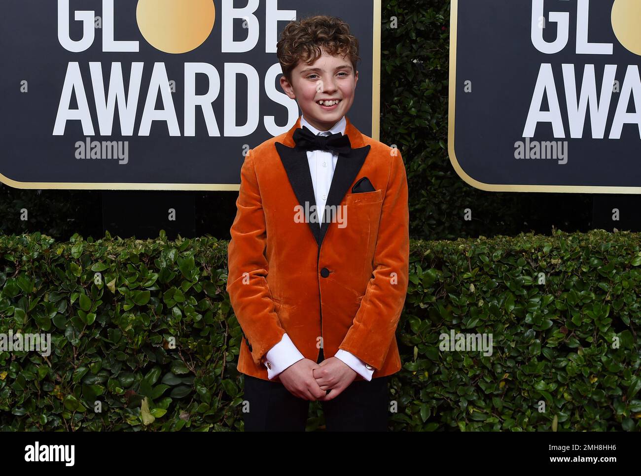 Roman Griffin Davis arrives at the 77th annual Golden Globe Awards at ...