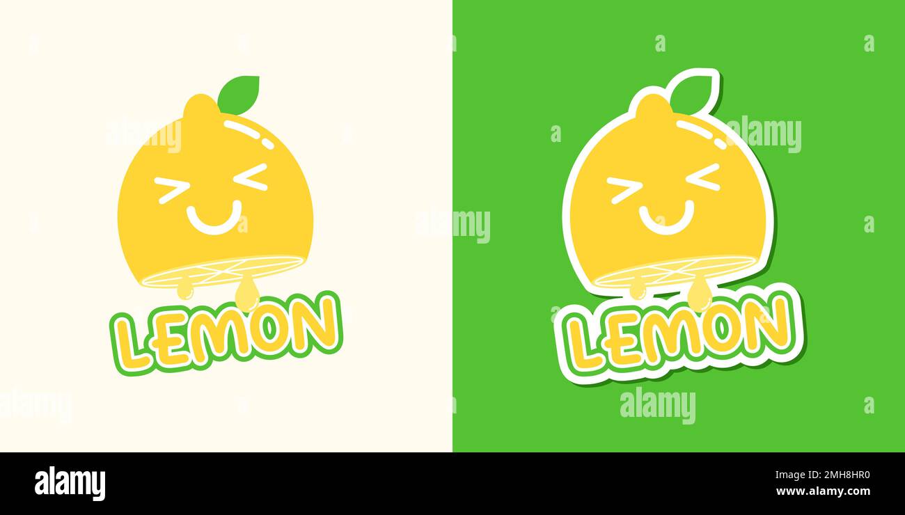 A vector illustration of a sliced Lemon logo on a white and green ...