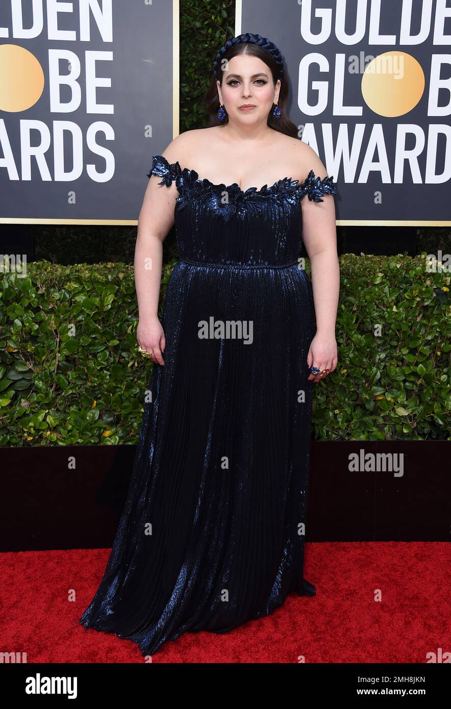 Beanie Feldstein arrives at the 77th annual Golden Globe Awards at the ...