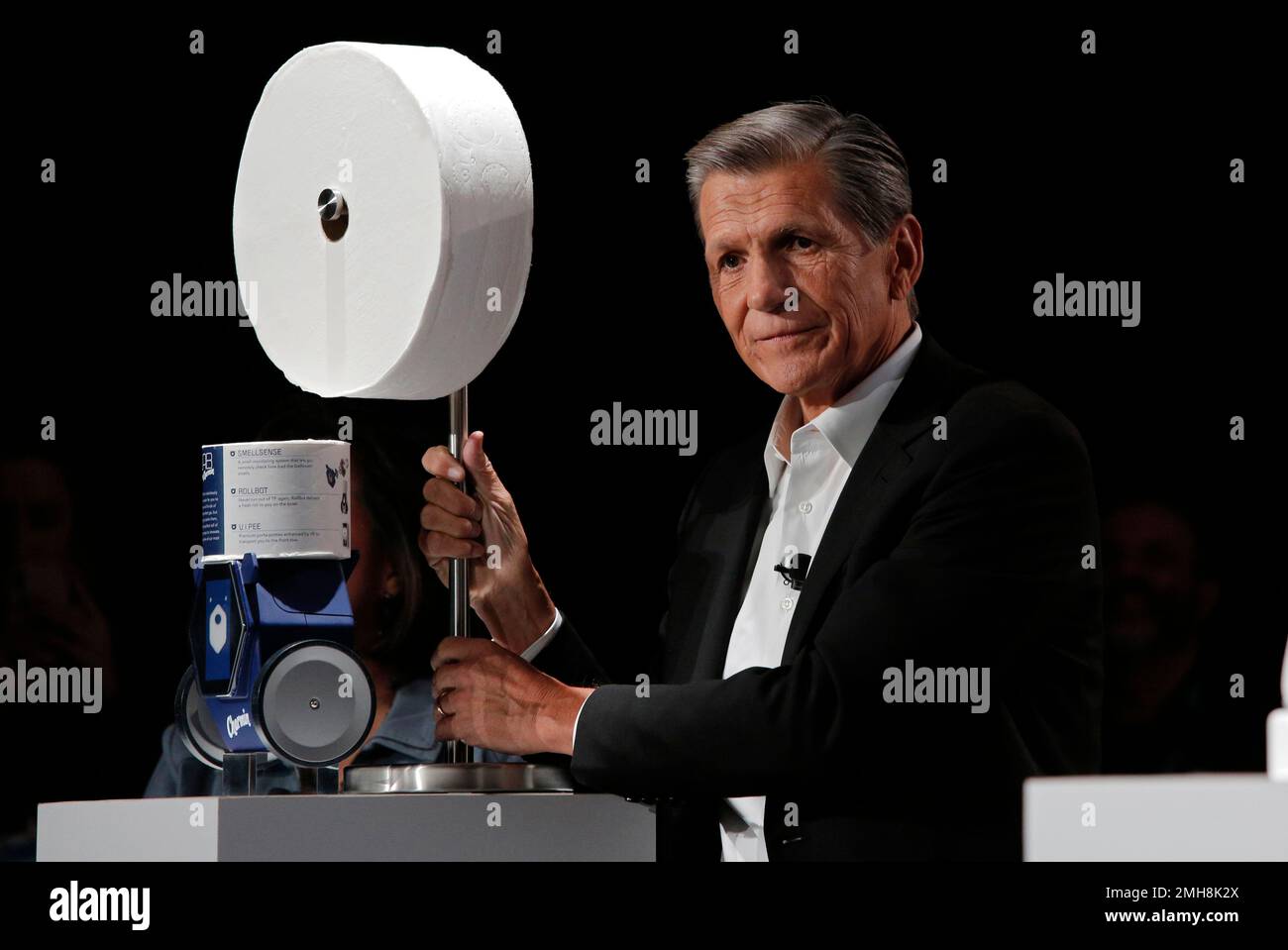 Procter & Gamble Chief Brand Officer Marc Pritchard shows off the Charmin Forever Roll and the ...